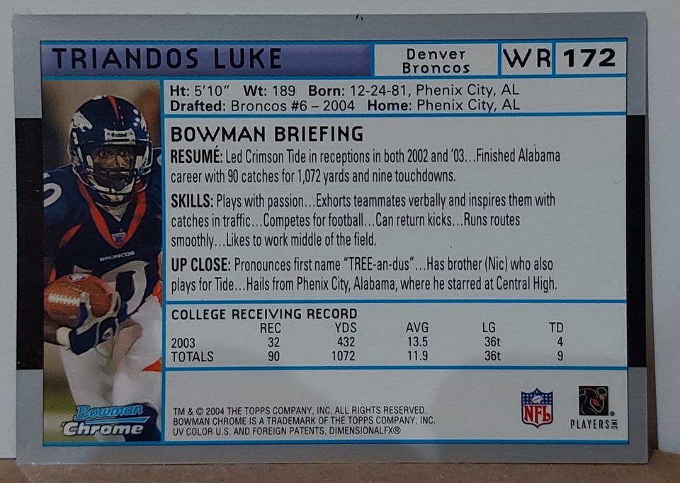 2004 Triandos Luke Bowman Chrome Rookie Card #172 | eBay