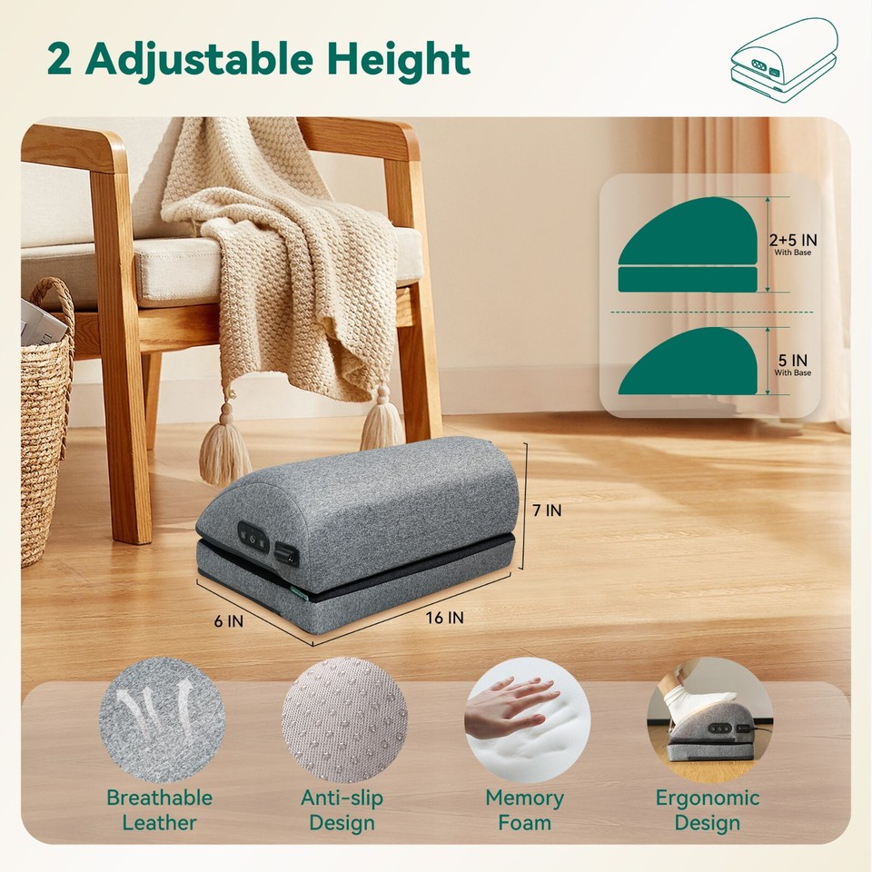 Snailax Footrest for Under Desk at Work, Heated Ergonomic Foot Stool ...