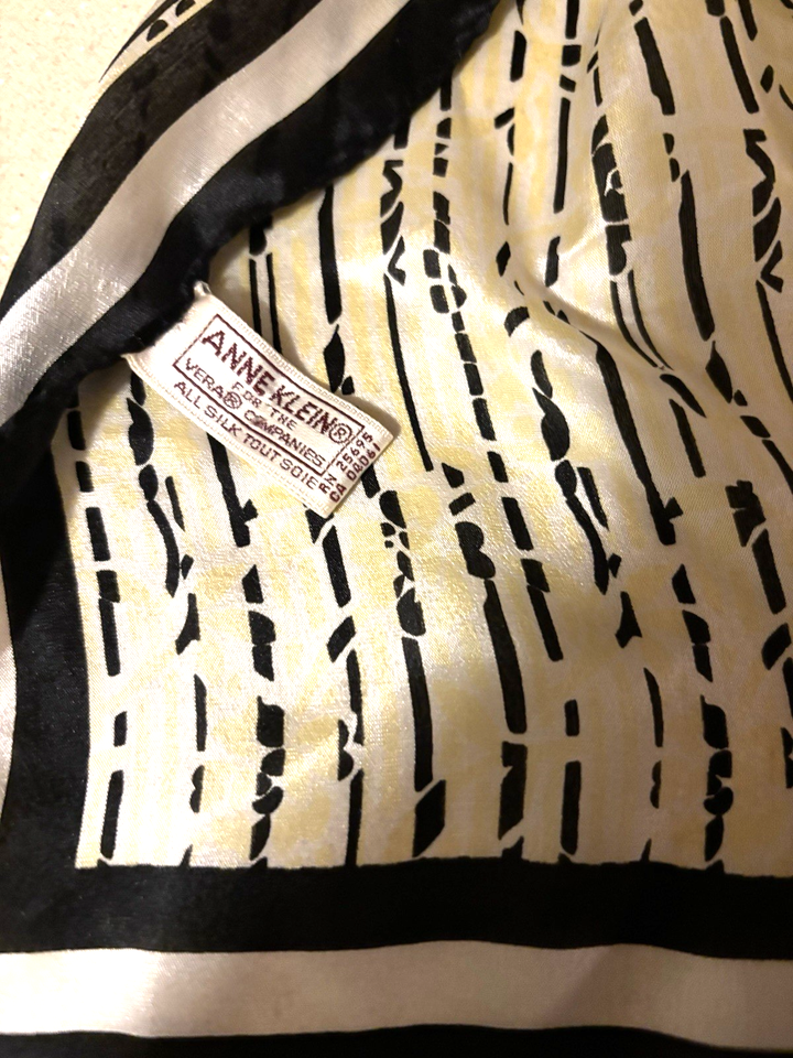 VINTAGE Anne Klein White and Black scarf gift idea for her | eBay