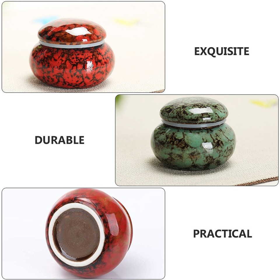 2 Pcs Ceramic Tea Canister Sealed Jar Portable for Kitchen Storage ...