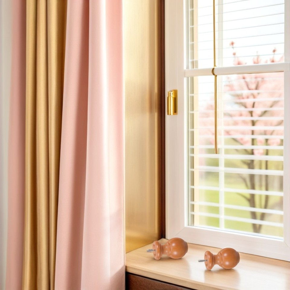 2pcs Curtain Rod Ends: Wooden Drapery Rail Pole Head Cap - Window ...