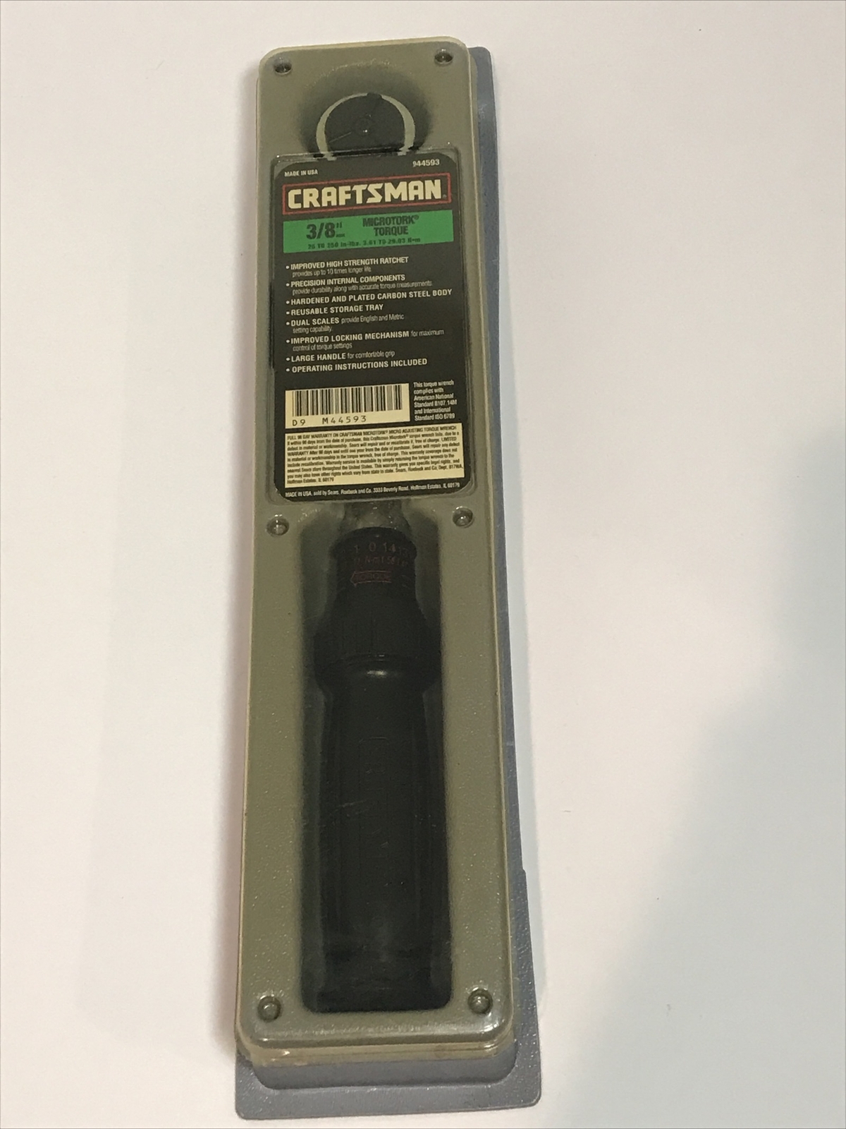 Craftsman 944593 Microtork Torque Wrench 3/8" Drive, Dual Scales ...