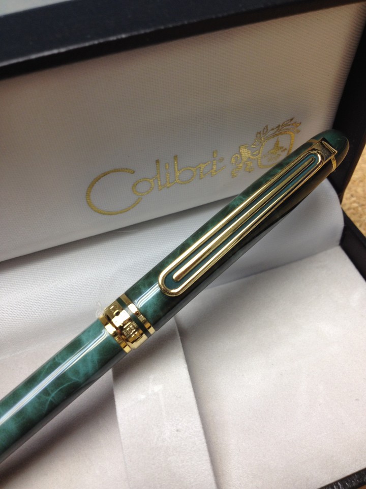 GENUINE COLIBRI LE GRAND GREEN w/ GOLD TRIM PENCIL PEN VINTAGE NEW OLD ...