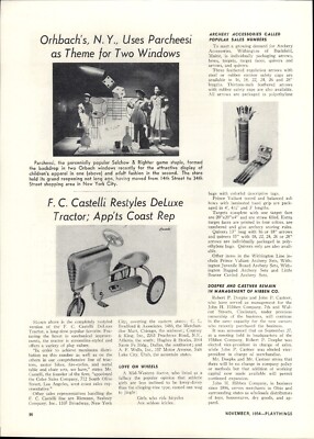 1954 PAPER AD F C Castelli DeLuxe Tractor Gong Bell Sidewalk Cart Wagon ...