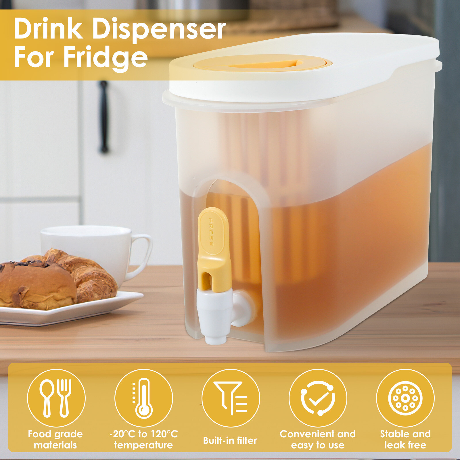 Drinks Dispenser with Faucet 1 Gallon Juice Jug Dispenser Cold Brew ...