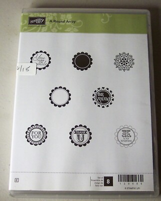 Stampin Up A ROUND ARRAY Cling 8 Piece Stamp Set Retired Used Circles ...