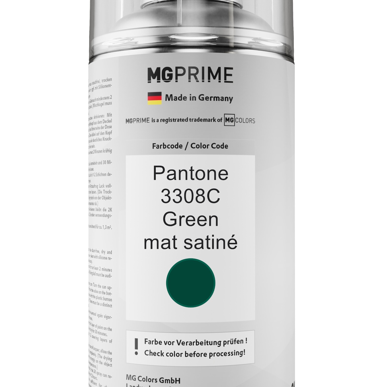 Pantone 3308C Green mat satiné acrylique bombe aérosol 2C 400ml séchage ...