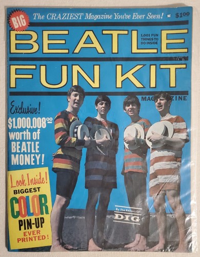 "BEATLE FUN KIT" 1964 Beatles Magazine w Biggest Color Pin Up ~ Lennon ...