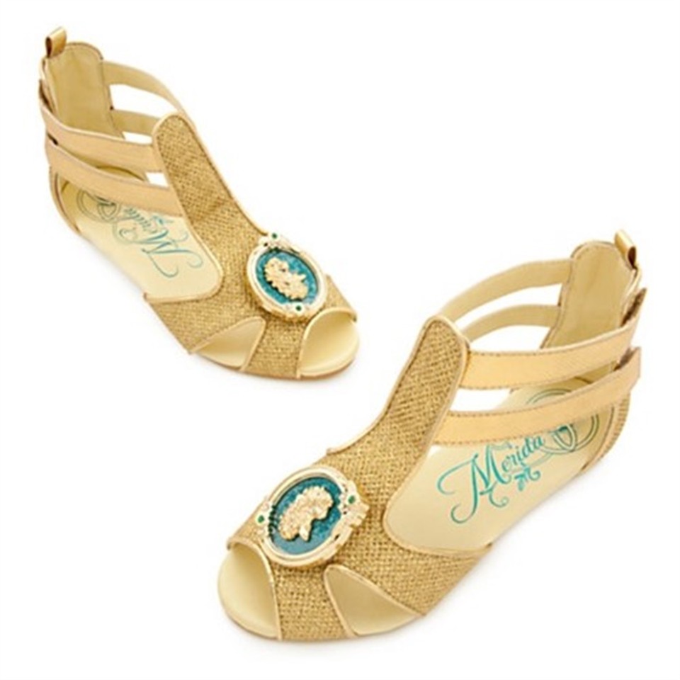 Disney Store Merida Costume Shoes Dress Up Brave Princess Gold Glitter ...