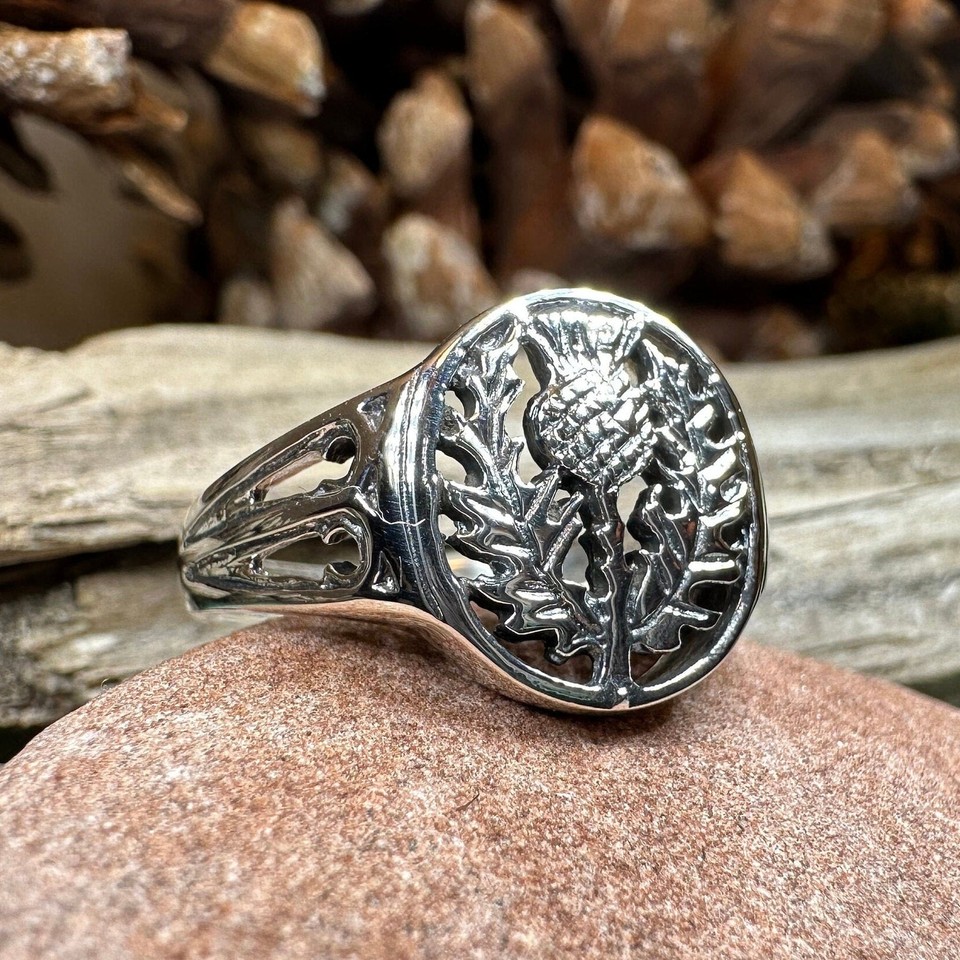 Thistle Signet Ring Scotland Scottish Celtic 925 Ring | eBay