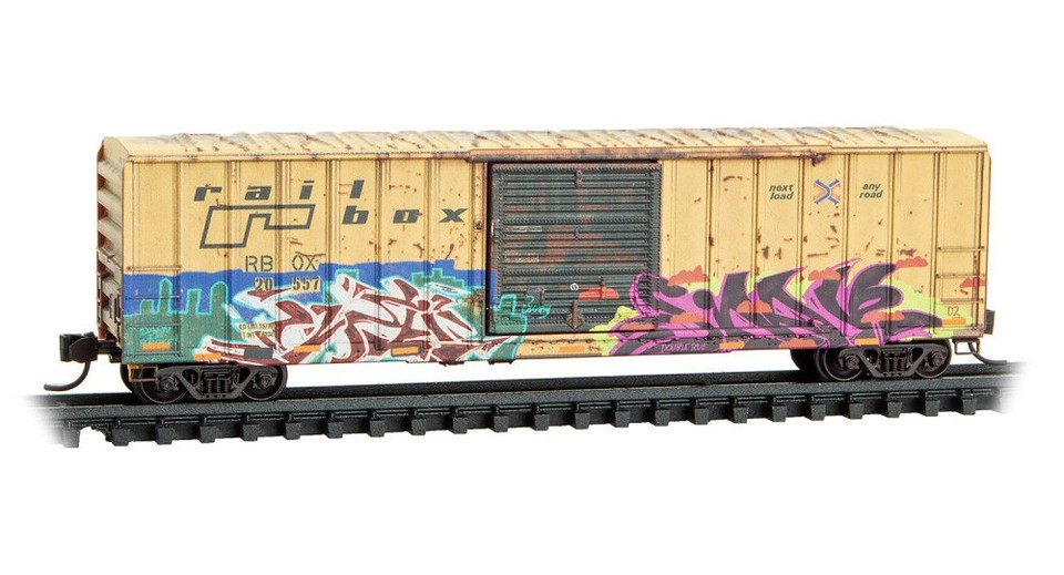 Railbox 50' Ribside Boxcar Weathered Graffiti Micro-Trains #025 44 256 ...