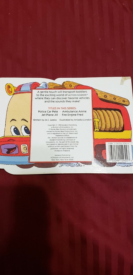 NEW Honey Bear Books Fire Engine Fred Action Sounds Children Book 1992 ...