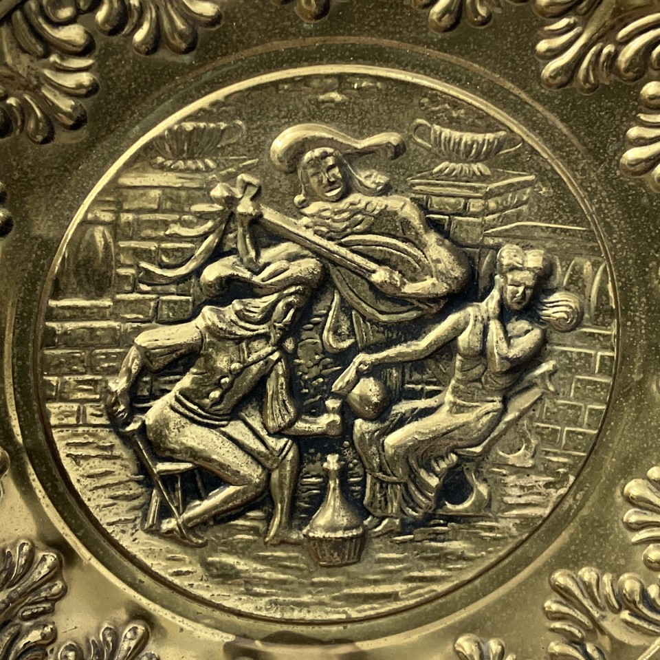 VINTAGE EMBOSSED BRASS 12” WALL PLATE -ENGLAND | eBay