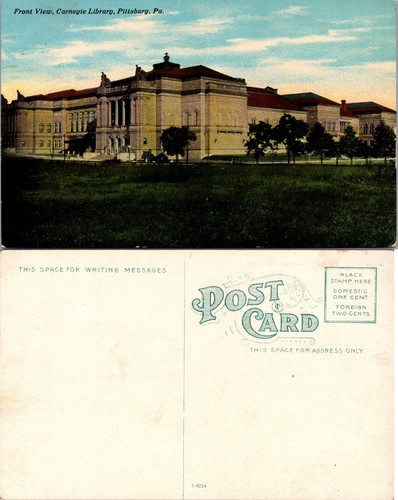 Carnegie Library Front View Pittsburgh Pennsylvania PA Postcard | eBay