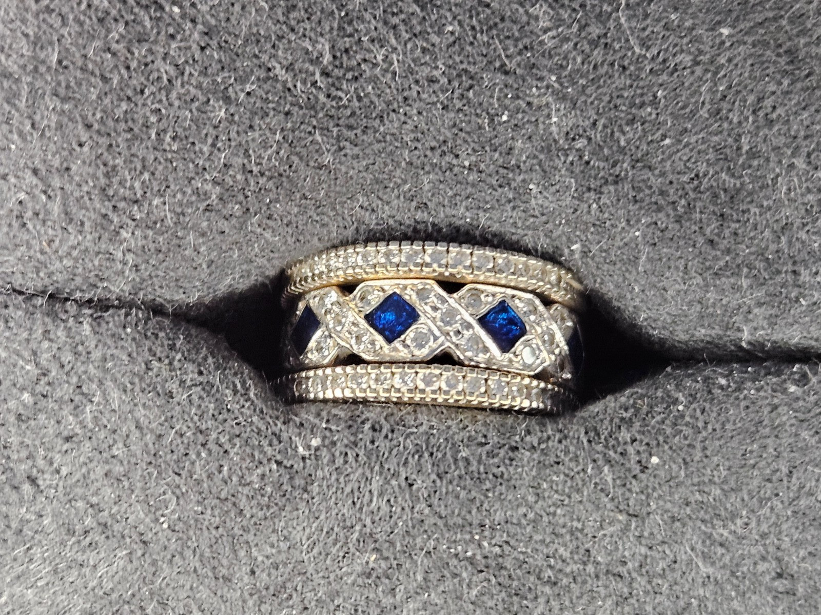 Hidalgo Stackable Rings - Blue Enamel with Diamonds -… - Gem