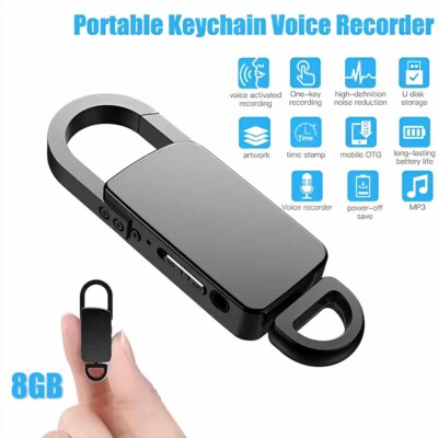 🔥Mini Digital Voice Audio Recorder Hidden Spy Keychain MP3 WAV ...