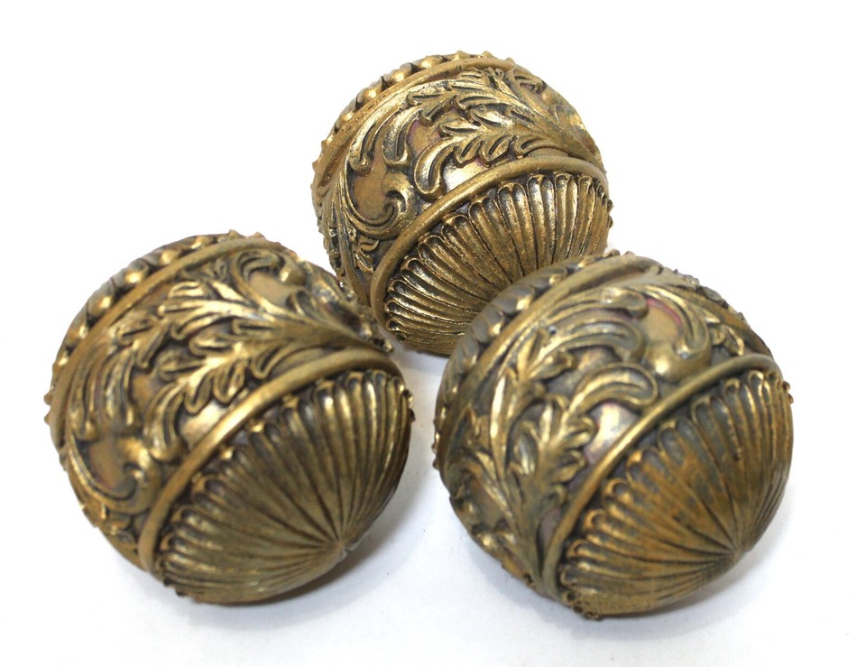 Decorative Spheres Metallic Gold Orbs Resin Balls Set 3 | eBay