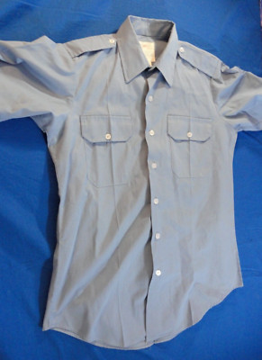 LOGAN MILITARY SUPPLY BLUE QUARTER SLEEVE BUTTON UP UNIFORM SHIRT M 15 ...