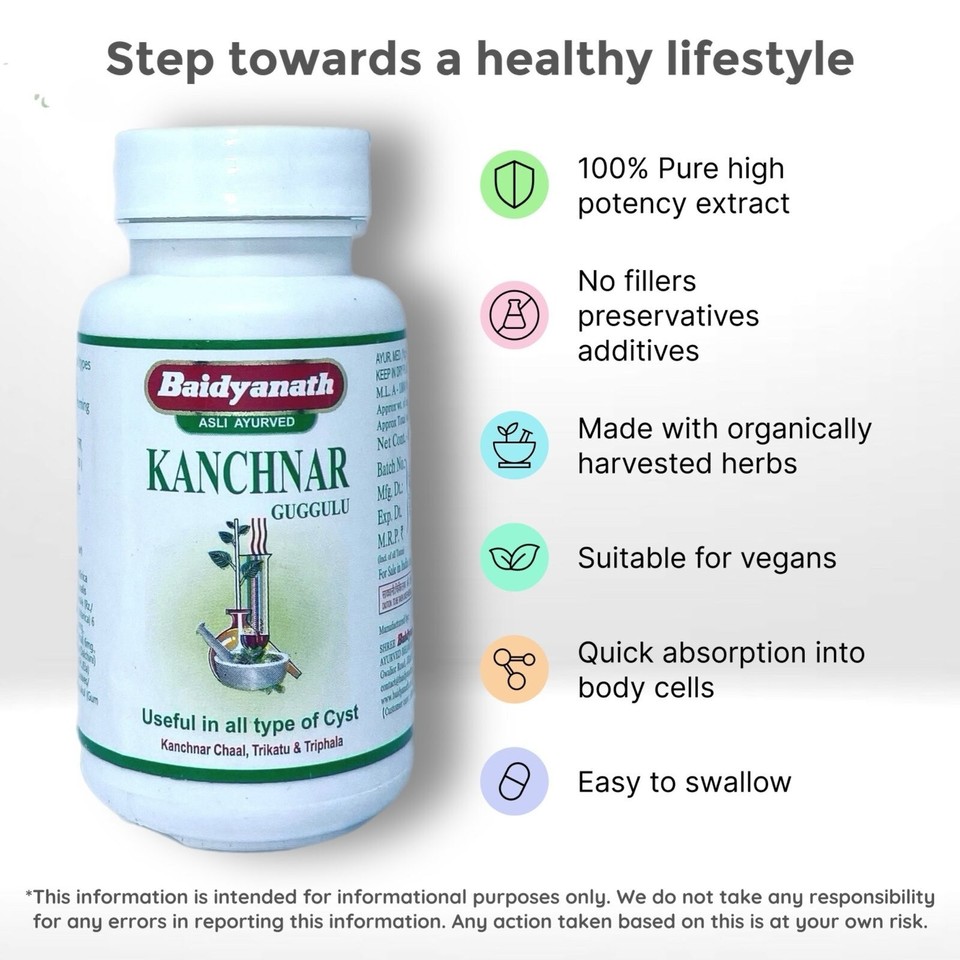 Kanchnar Guggulu Baidyanath 80 Tabs - Ayurvedic Wellness, Herbal ...