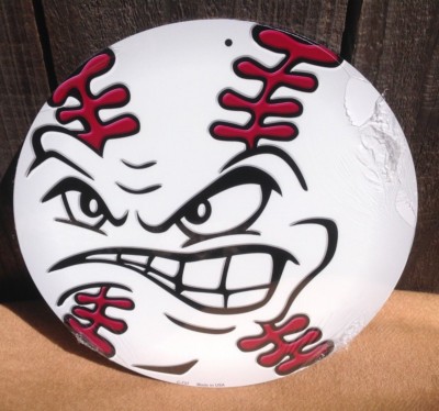 Angry Baseball Clenched Teeth Face Round Sign Vintage Garage Bar Decor ...