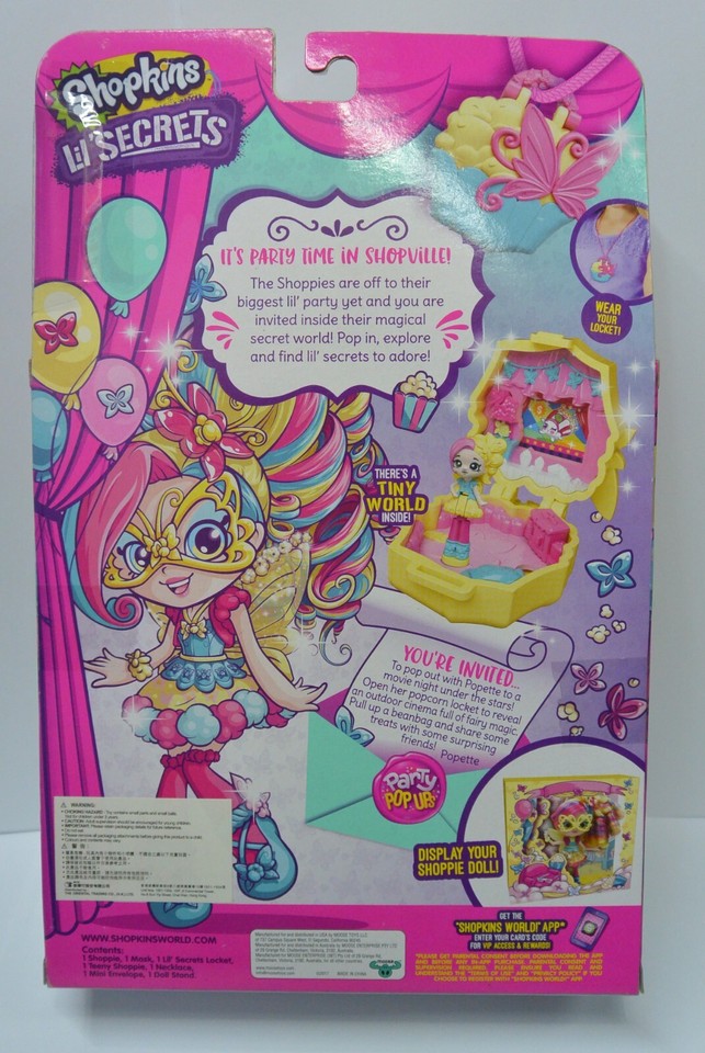 Shopkins lil' SECERTS Party Pop Ups Popette Movie Night Party Doll | eBay