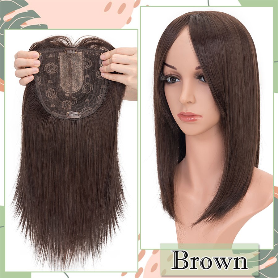 35cm Straight Hair Topper Hair Extensions Clip in Long Soft Toupee ...