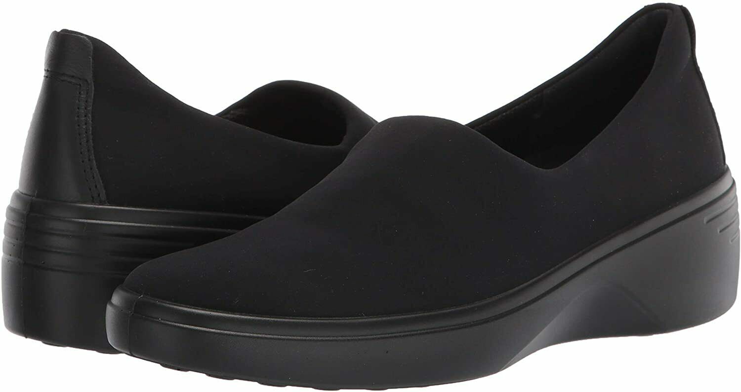 NEW $120 ECCO Soft 7 Wedge Slip-On All Black Loafers Sneakers EU 42 US ...