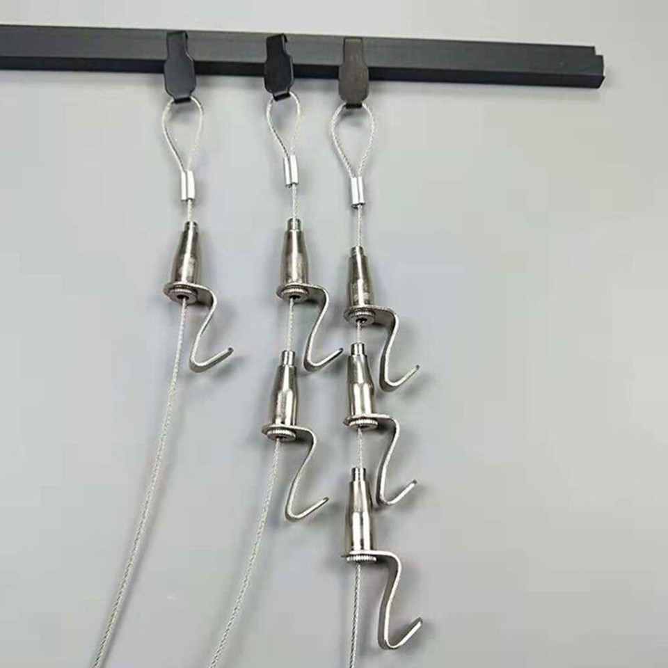 2 Pcs Hanging Rope Stainless Steel Kit Picture Hooks for Wire | eBay