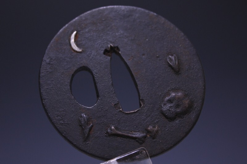 Japan Antique Edo 野晒図 Skull tsuba katana koshirae sword yoroi samurai ...
