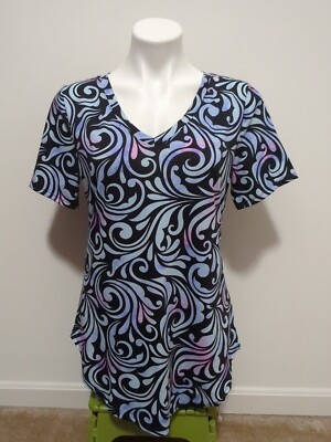 NWT LuLaRoe Iris Purple Blue Paisley Print V-Neck High Low Tunic Top ...