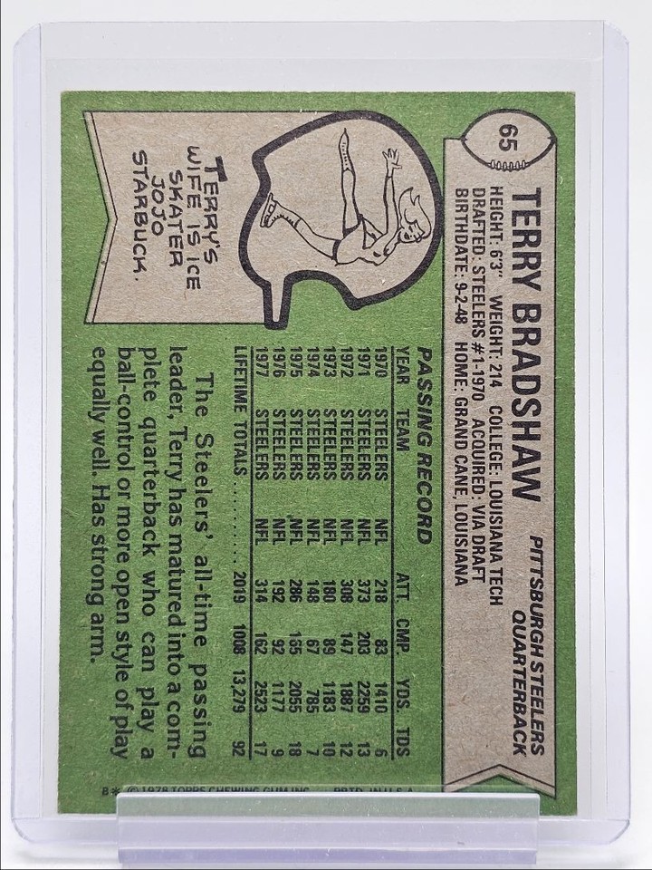 TERRY BRADSHAW 1978 TOPPS FOOTBALL STEELERS #65 B Q3562 | eBay