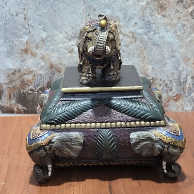 Vintage Decorative Elephant Trinket Box with Lid Jewelry Keepsake Box ...