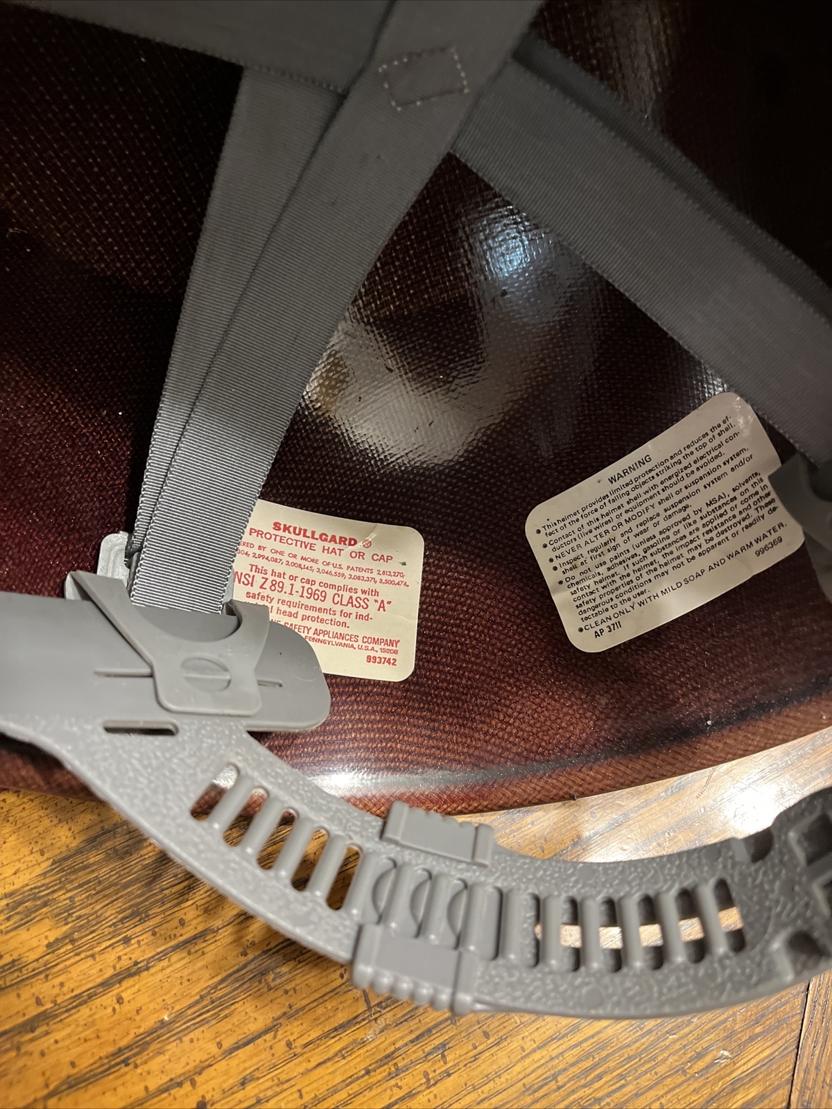 VTG 1969 Class A MSA Skullguard Hard hat Fiberglass Adjustable Republic ...