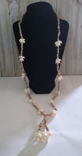 Vintage Sea Shell With Mini Conch Shell Clusters 30" Necklace Hawaiian ...