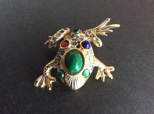 Vintage Sphinx Gripoix & Crystal Frog Brooch Pin | eBay