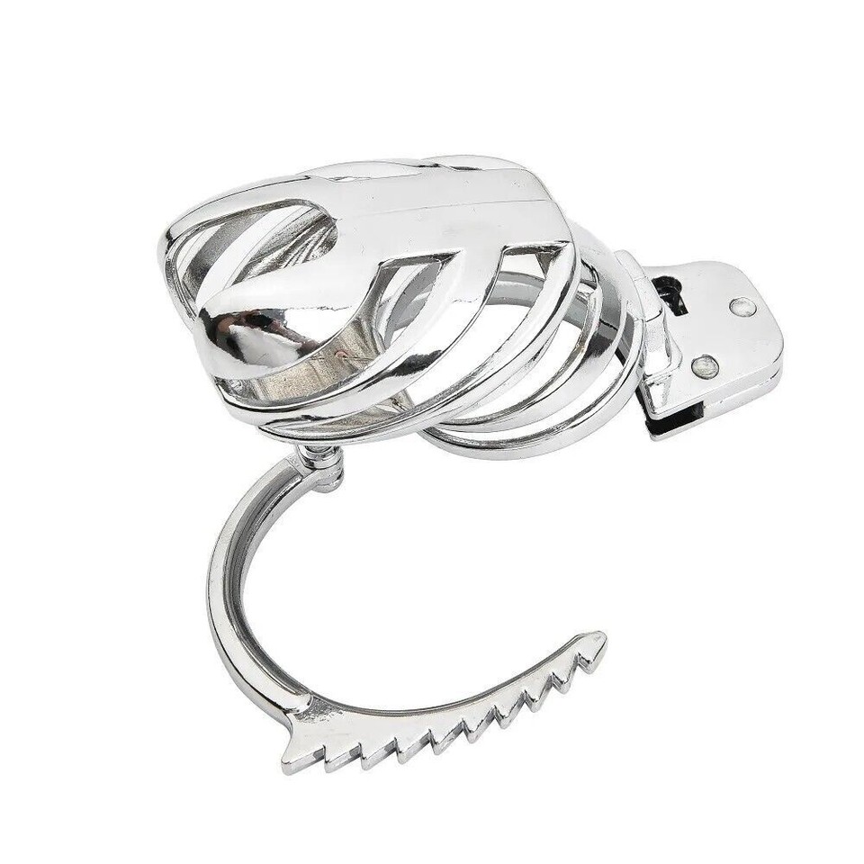 Handcuff Style Chrome Male Chastity Cage Device Silver - USA Fast ...