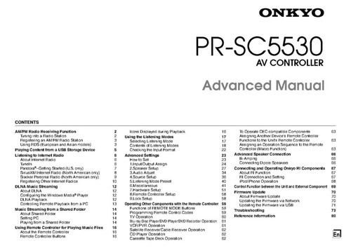 Onkyo Integra PR-SC5530 Advanced AV Controller Owners Instruction ...