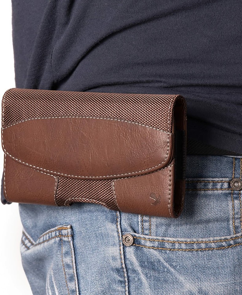 LUXMO Horizontal Leather Cell Phone Pouch Wallet Belt Clip Holster ...
