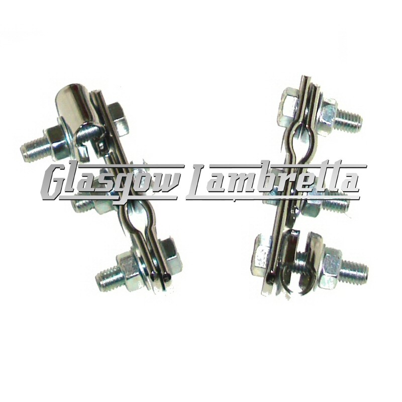 2 x CHROME RECTANGULAR SCOOTER MIRROR HEADS + STEMS + W CLAMPS ...