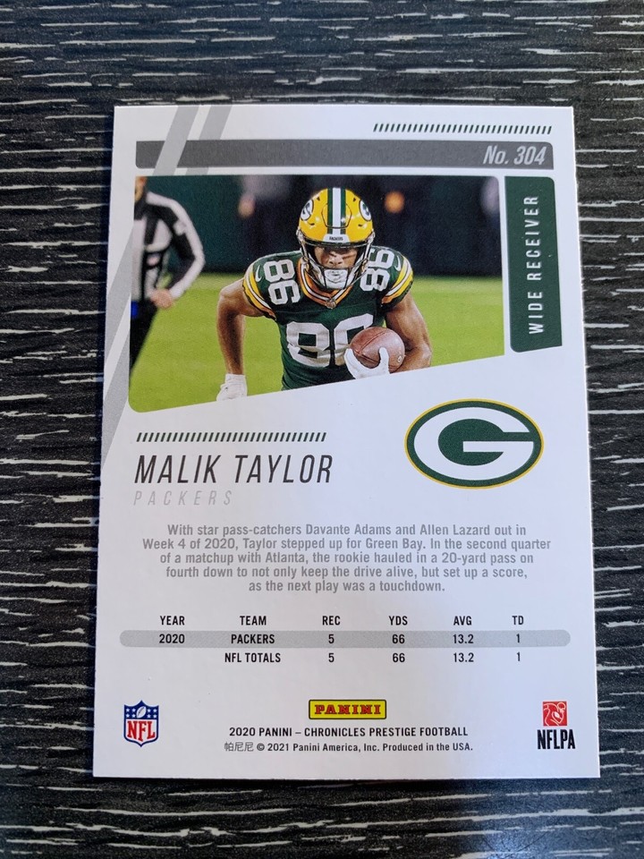 2020 Panini Chronicles #304 Malik Taylor Rookie Prestige Football Card ...