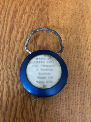 VINTAGE BANK OF YATES CITY ADVERTISING KEYCHAIN 12” TAPE MEASURE YATES ...