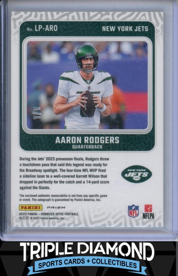 2023 Contenders Optic Aaron Rodgers Legendary NFL Shield Patch Auto #1/ ...
