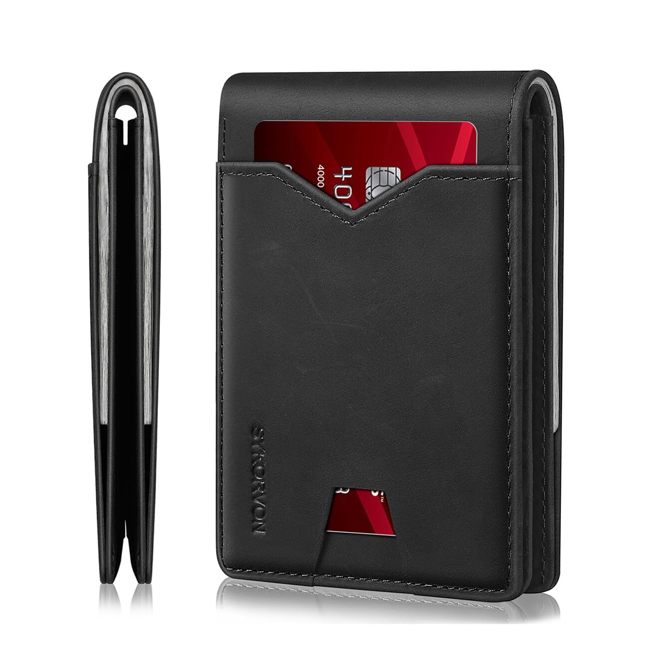 Real Leather Wallet for Men,Slim Bifold Wallet Minimalist Front Pocket ...