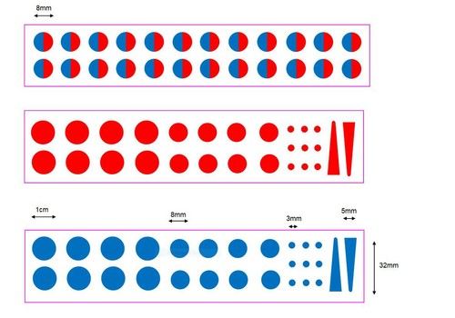 Hot+Cold Temperature Tap/Faucet Shower Stickers, Decals, Red+Blue Dots ...