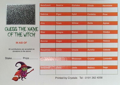 20 x 40 Name The Witch Halloween Themed Scratch Cards A6 FUNDRAISING ...