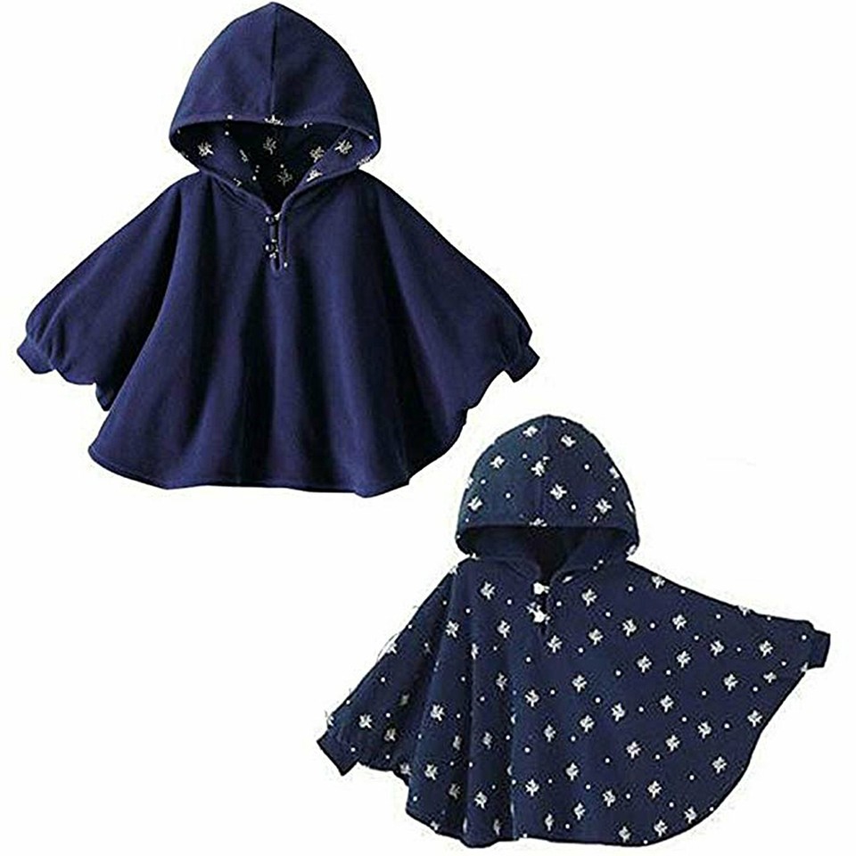 Baby Boys Girls Toddler Hooded Double-Side Wear Cape Poncho Warm Coat ...