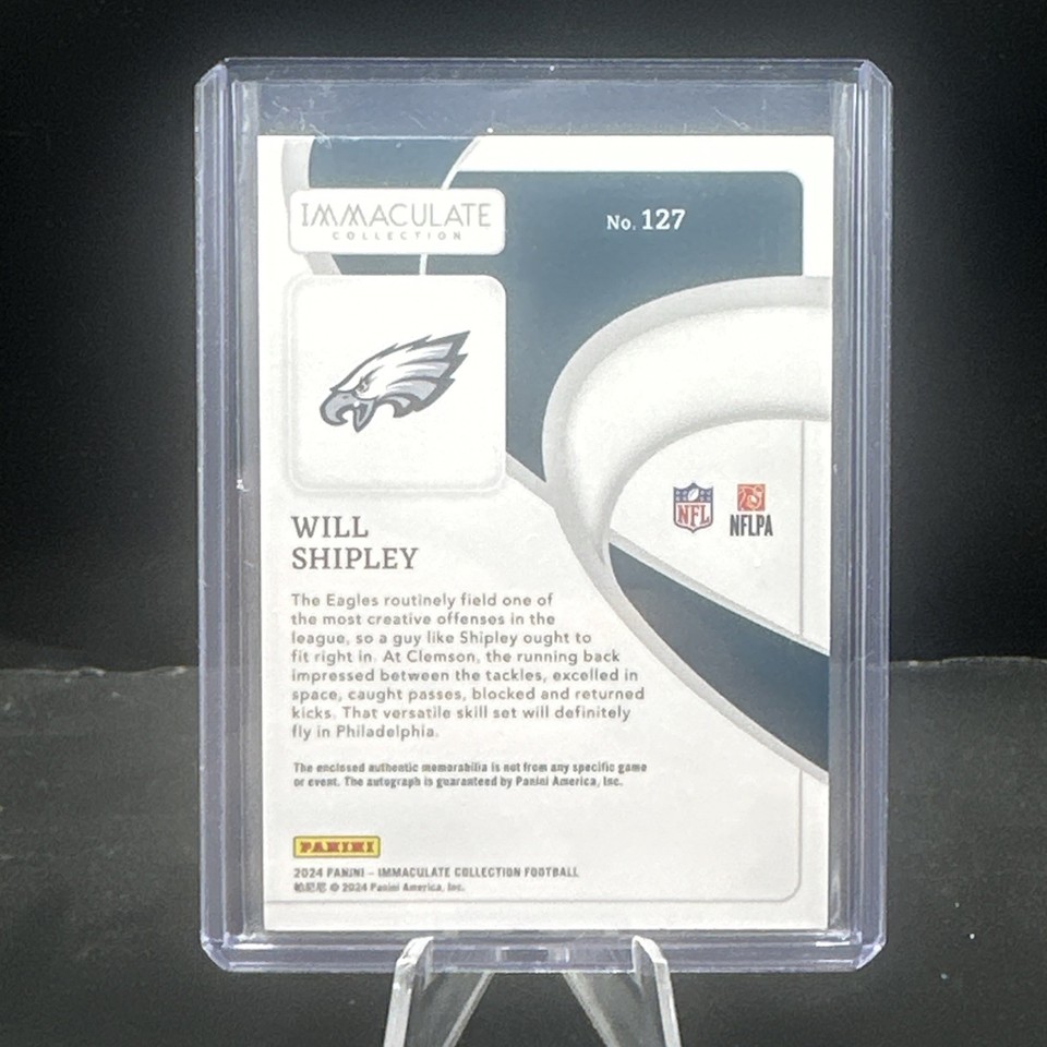 Will Shipley 2024 Immaculate #127 True RPA /99 Eagles 🦅 3-Color Patch ...