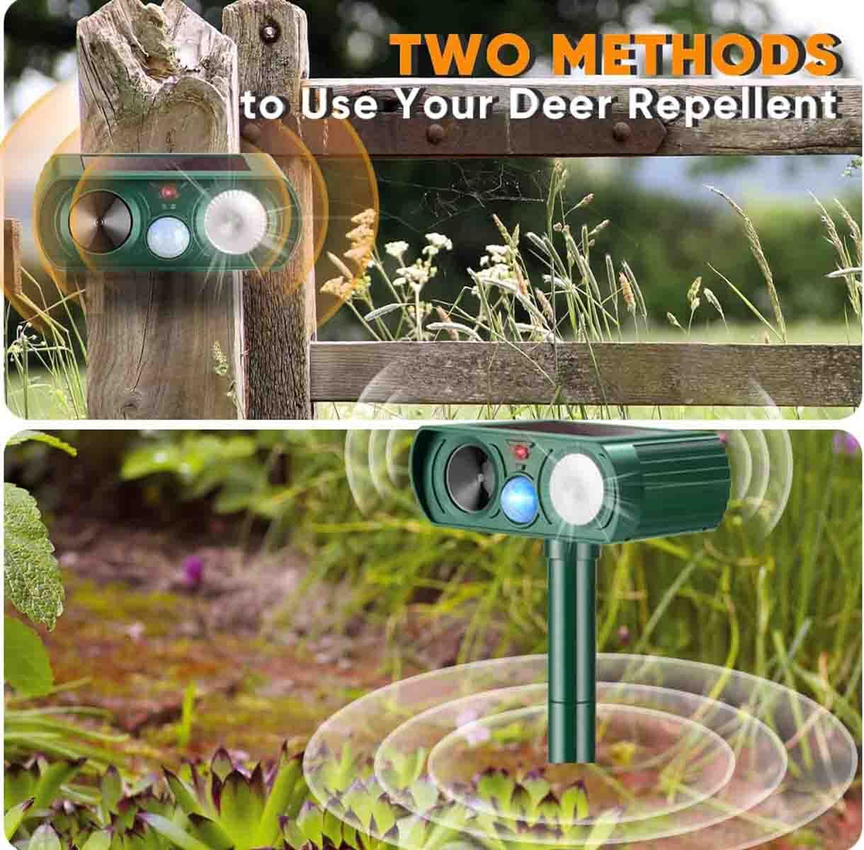 1/2 Pcs Animal Repeller Ultrasonic Solar Power Outdoor Pest Cat Mice ...