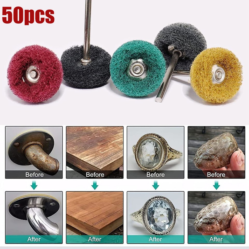 50*Double Wheel Buffing Polishing Set For Dremel Rotary Tool Bit ...
