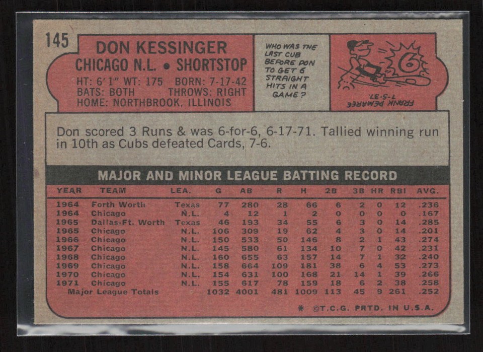 1972 Topps #145 Don Kessinger | eBay